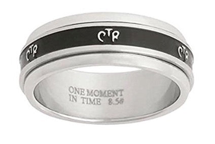 J37 Mormon LDS Unisex CTR Ring Wide Black Stainless Steel Size 4- 10 O ...