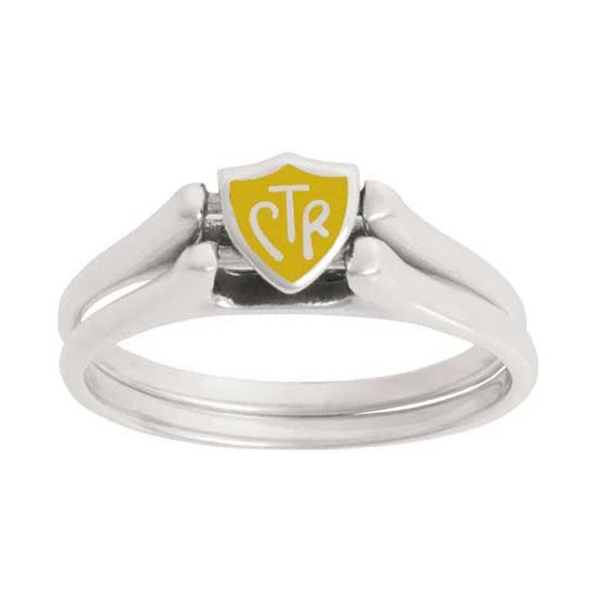 J62Y Mormon LDS Unisex CTR Ring Sterling Silver Flip Yellow Handmade O ...